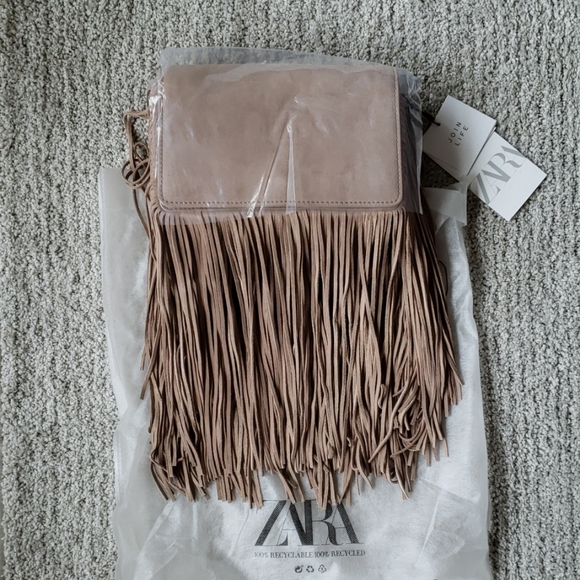 Zara | Bags | Zara Leather Crossbody Fringe Bag Tantaupe | Poshmark